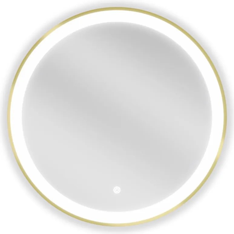 Mexen Esso koupelnové zrcadlo podsvícené, kulaté 60 cm, LED 6000K, protizamlžovací, zlatý rám - 9825-060-060-611-50