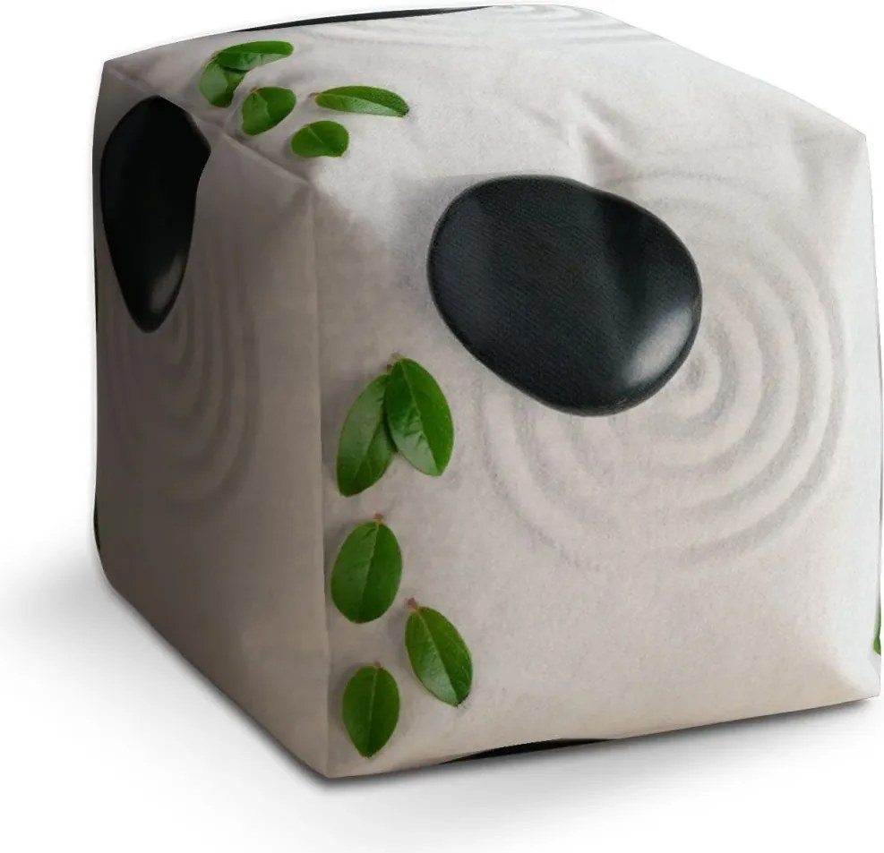 Sablio Taburet Cube Listy a kámen - 60x60x60 cm
