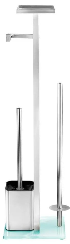 WENKO 23364100 - WC štětka DEBAR 21x70,5 cm nerez/satin/bílá 23364100