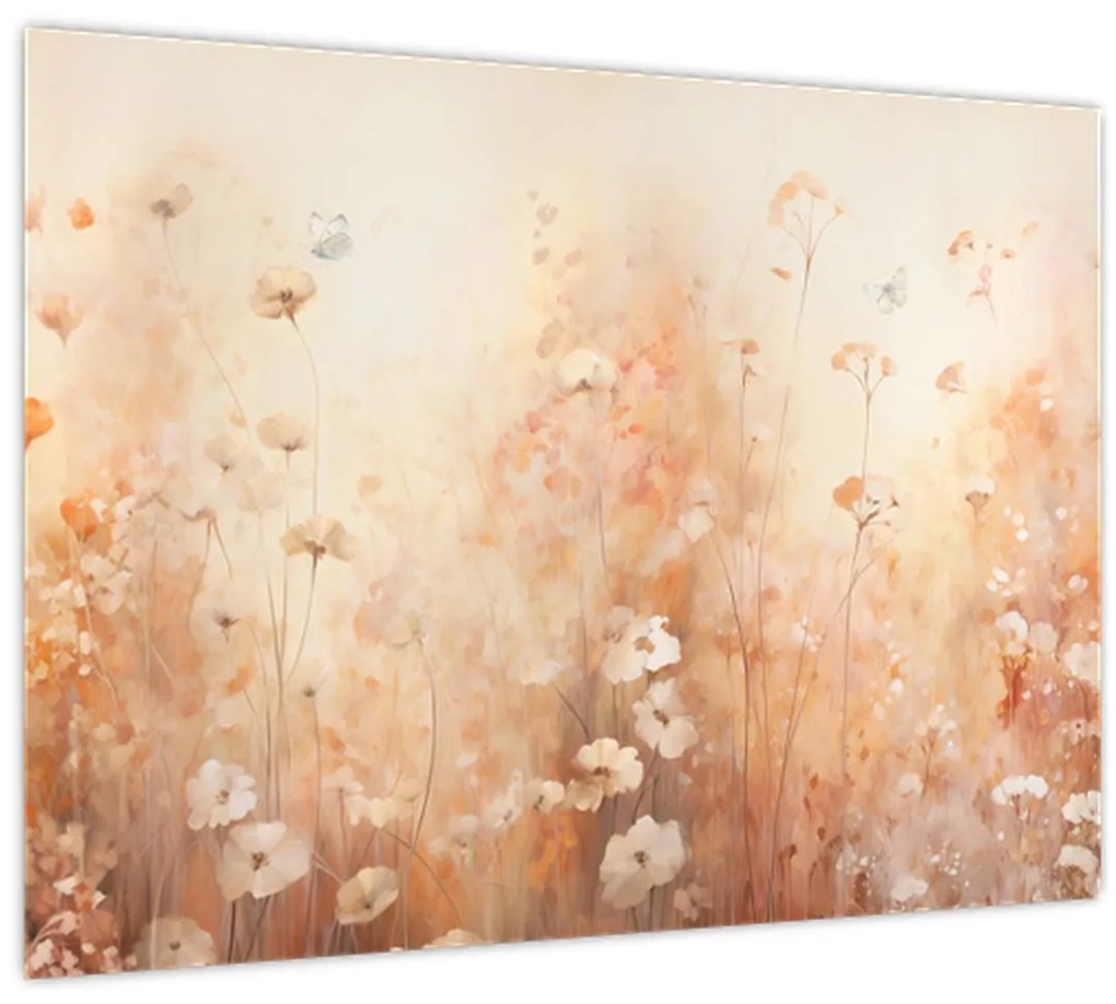Skleněný obraz - Vzor divokých květin (70x50 cm)