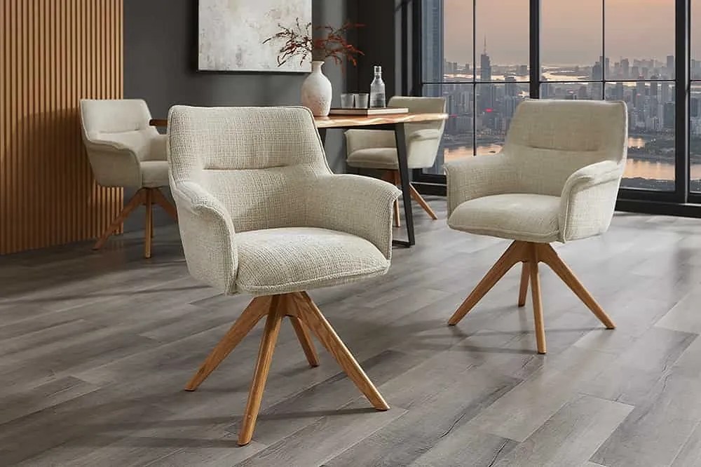 Designová otočná židle Kahikilani béžová / dub