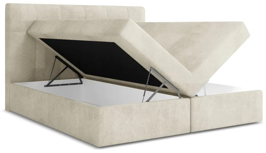 Krémová boxspring postel s úložným prostorem 180x200 cm Palta – Makamii