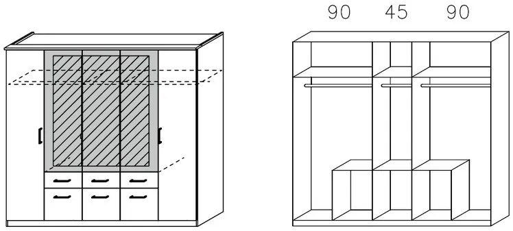 Šatní skříň Burano, 225 cm, dub sonoma/bílá