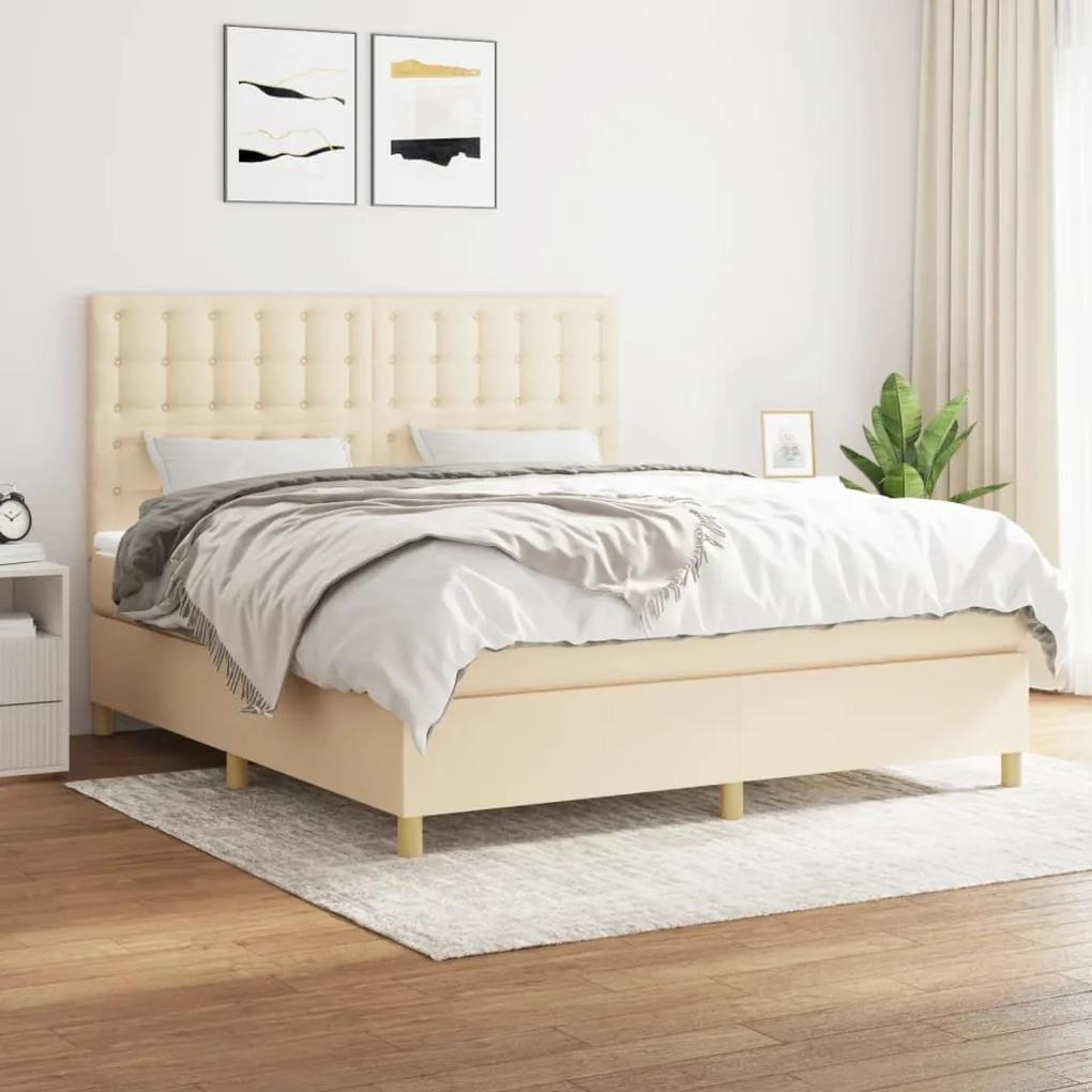 Box spring postel s matrací krémová 160x200 cm textil,  3142670