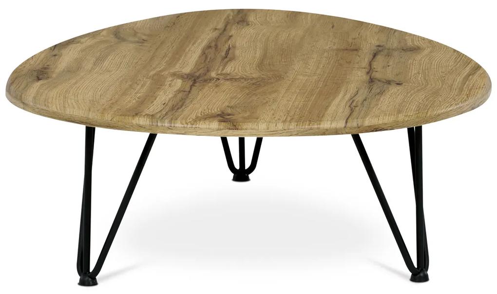 AUTRONIC Konferenční stůl, MDF deska, dekor divoký dub, černý kov AF-3013 OAK