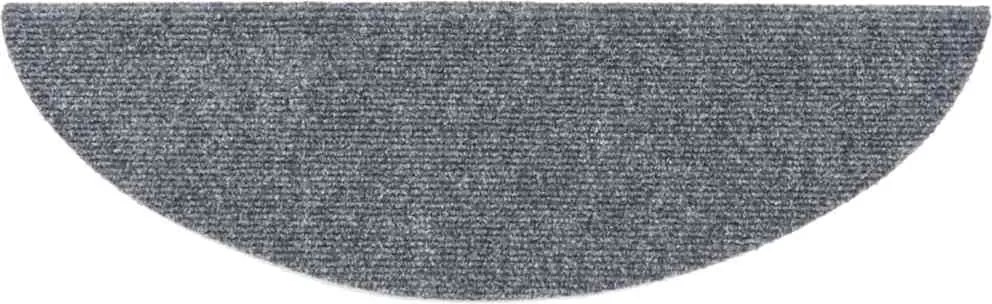 Schodové rohože samolepicí 15 ks 56 x 17 x 3 cm světle šedé půlkulaté 132693