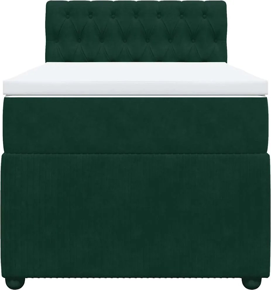 Box spring postel s matrací tmavě zelená 100x200 cm samet 3289971