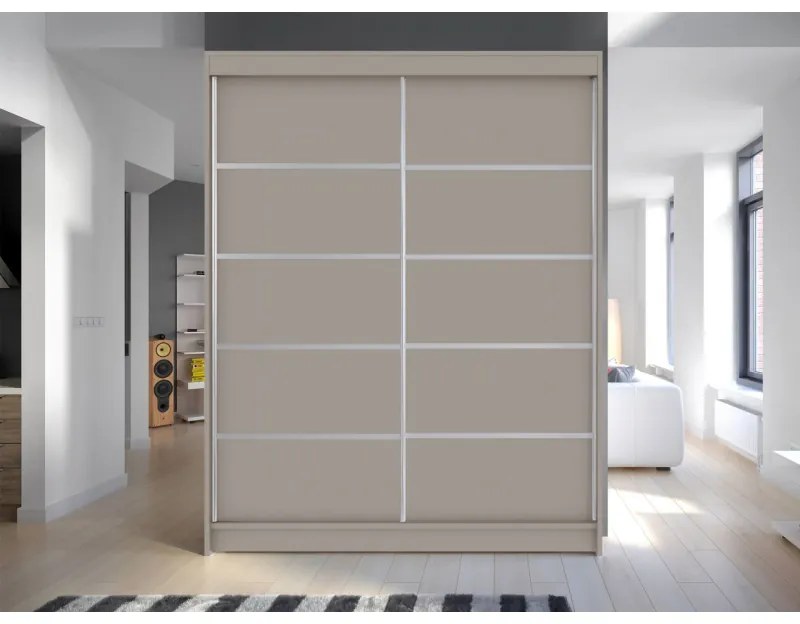 Posuvná skříň Belgia IV, Barva: sonoma, Osvětlení: osvětlení LED RGB - barevné