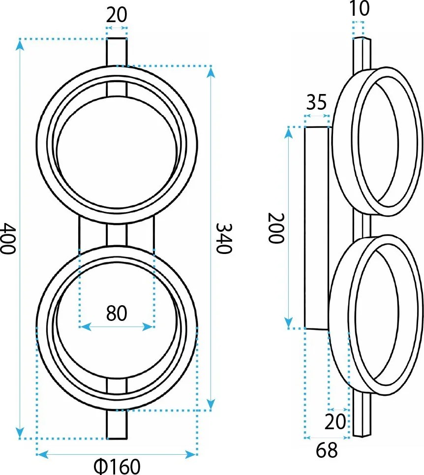 Toolight Toolight, LED nástěnné svítidlo, 13W, 4000K, 1500lm, APP1917-W, černá, OSW-66062