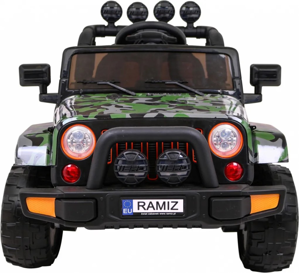Ramiz Dětské terénní auto Full Time 4WD maskáčové na dálkové ovládání + pohon 4x4 + LED audio + úložný prostor