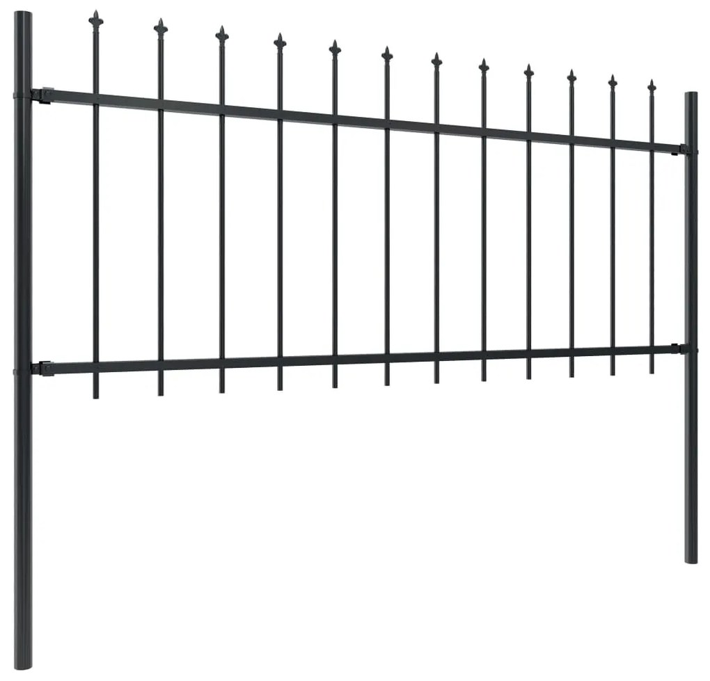 vidaXL Zahradní plot s hroty ocel 13,6 x 0,8 m černý