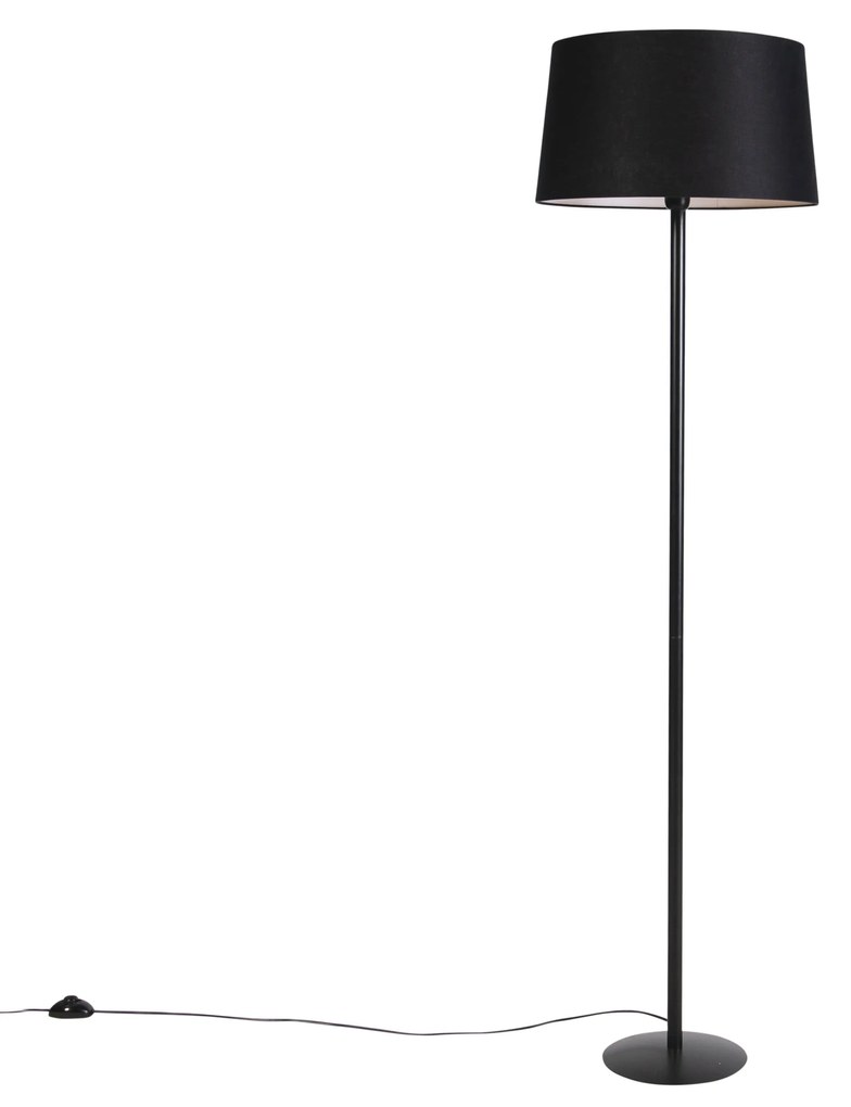 Stojací lampa černá s lněným stínítkem černá 45 cm - Simplo
