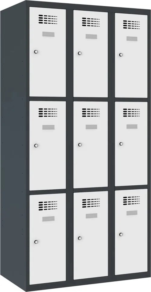 MALOW Šatní skříň dělená Sus 333 W šířka 900 mm [světle šedá, světle šedá, cylindrický zámek]