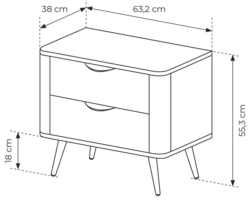 VERIS d | noční stolek | 63,2 cm | dub dunin