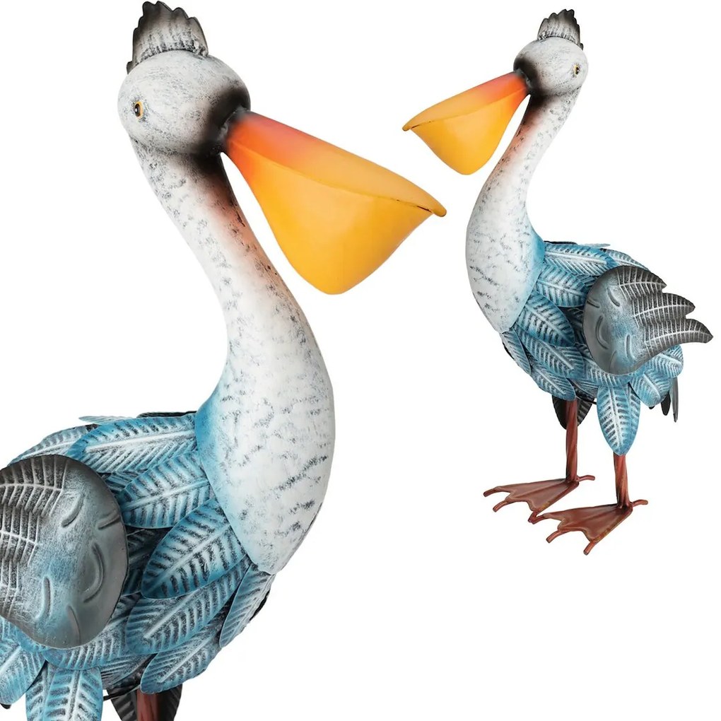 Zahradní kovová figurka Pelican, 41 cm, vícebarevná