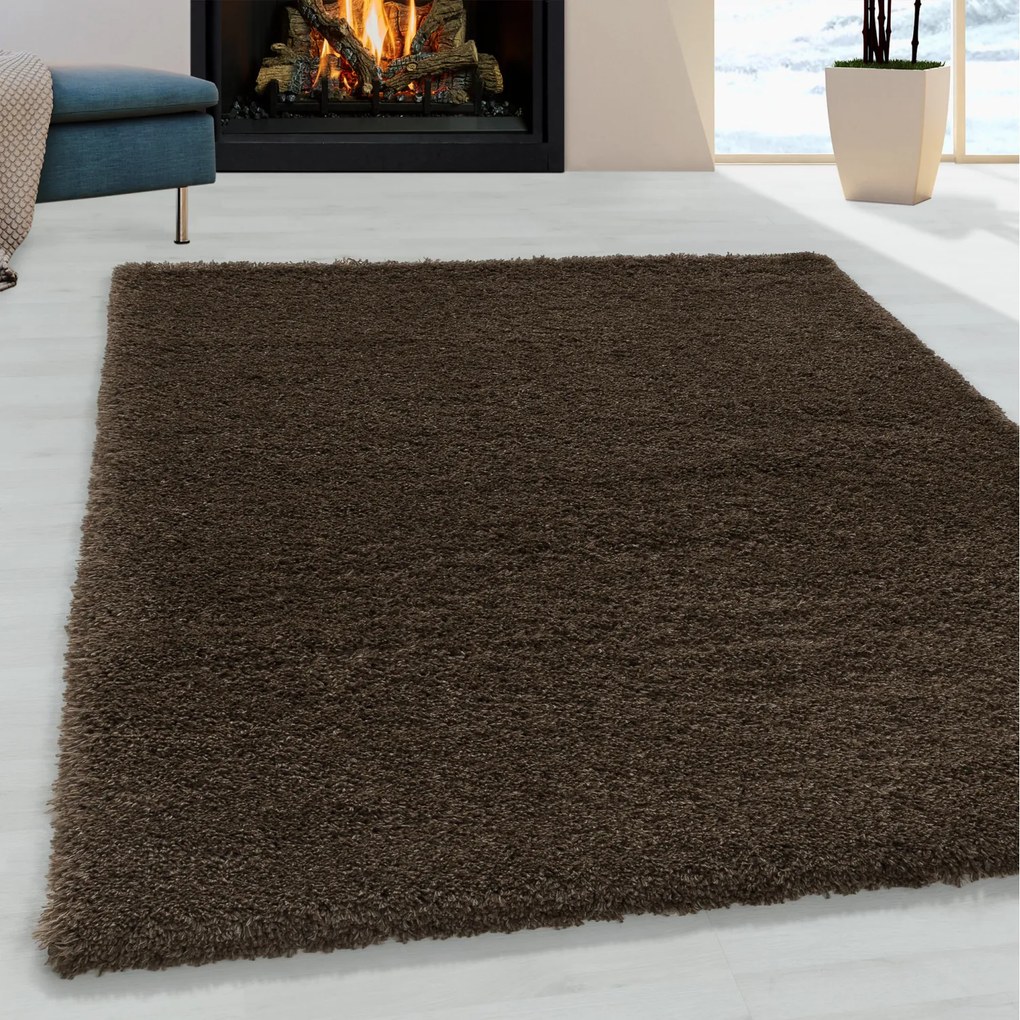 Ayyildiz, Kusový koberec Fluffy Shaggy 3500 brown, 140x200, hnědá, ložnice