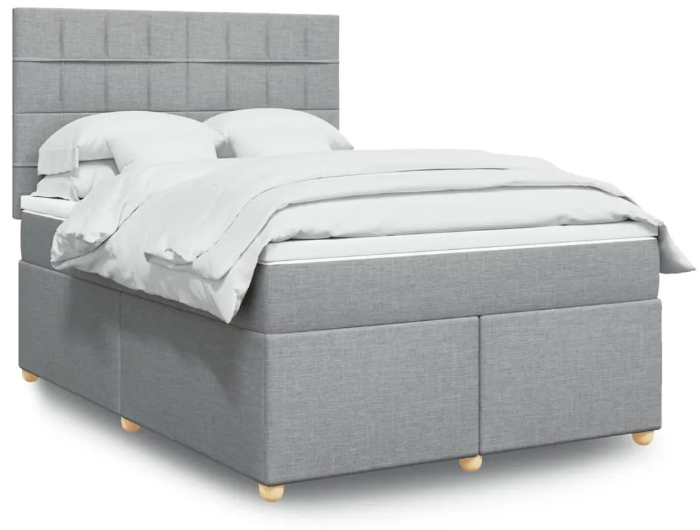 Box spring postel s matrací světle šedá 140 x 200 cm textil 3293603