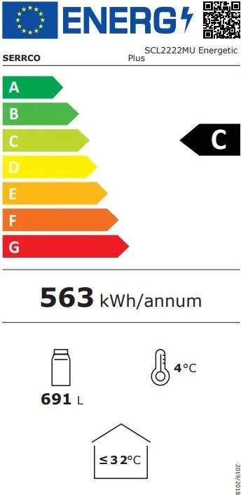 Chladicí minibar Serrco by Tefcold SCL-2222MU+ chladicí minibar prosklený, 4-dveře + 2letá plná záruka (IČ)