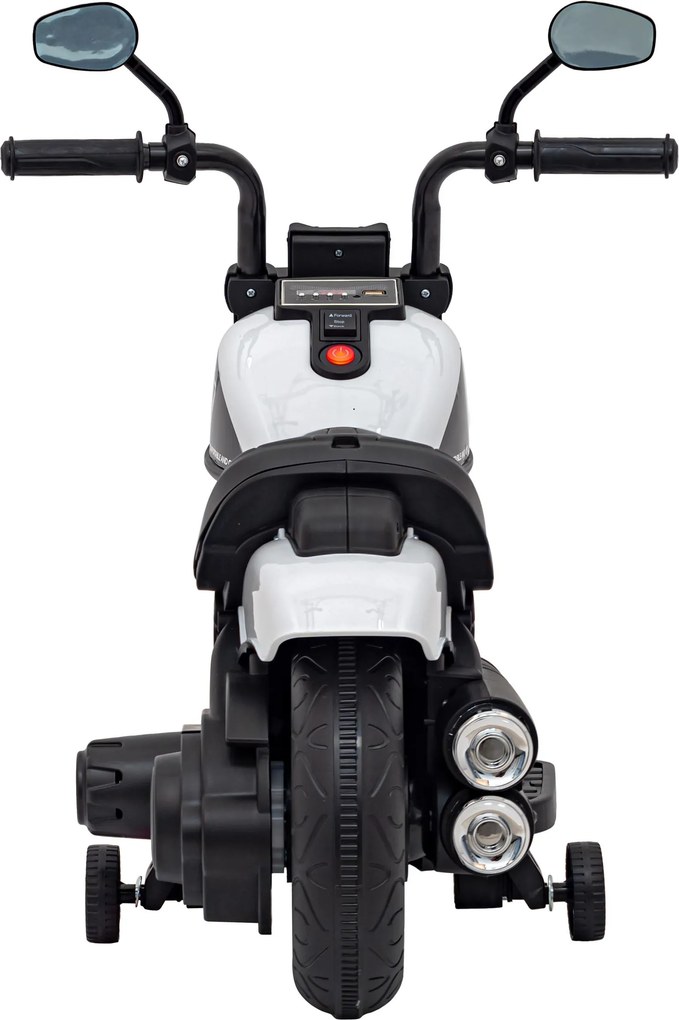 Ramiz Elektrická motorka Chopper FASTER pro děti bílá + FM rádio + audio panel + LED