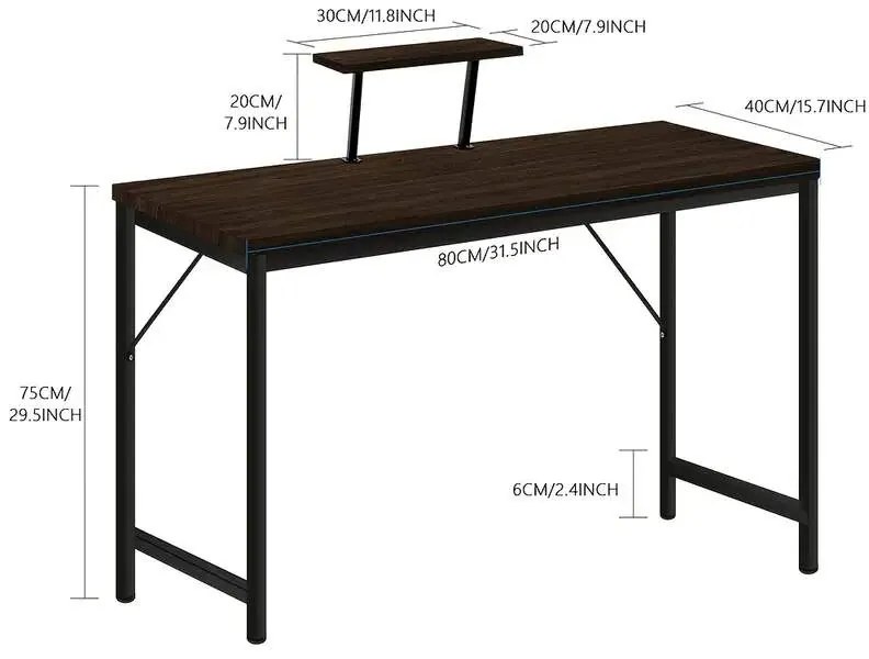 Pracovní, PC stůl skládací, dřevo, kov, tmavě hnědá, černá, NoBi MELLORA