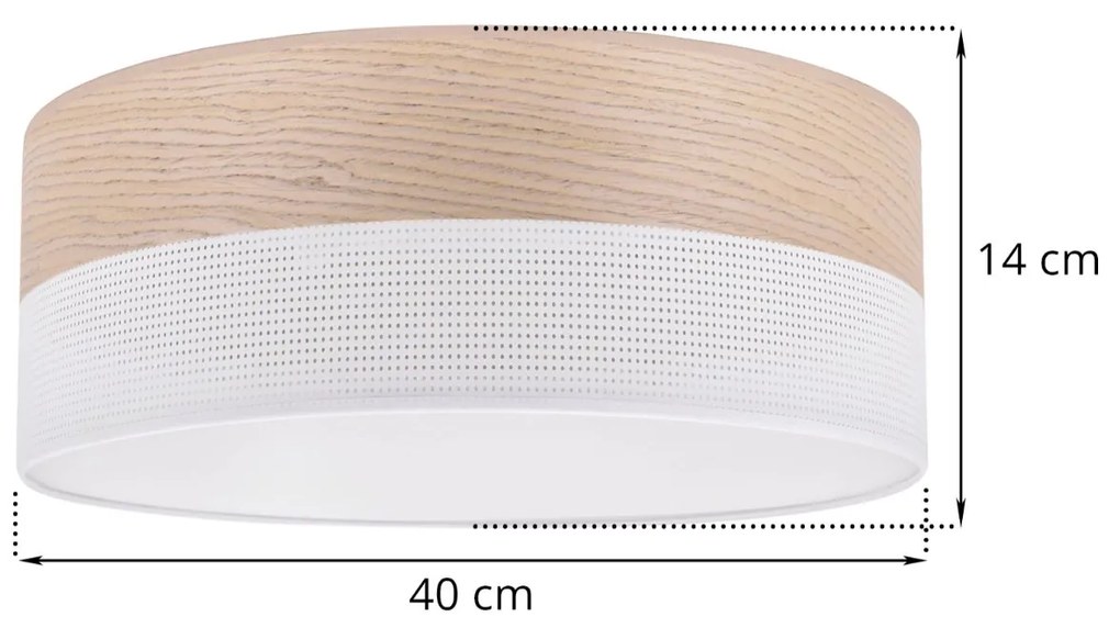 Stropní svítidlo Wood, 1x béžová dubová dýha/bílé plastové stínítko, (bílé plexisklo), (fi 40cm)