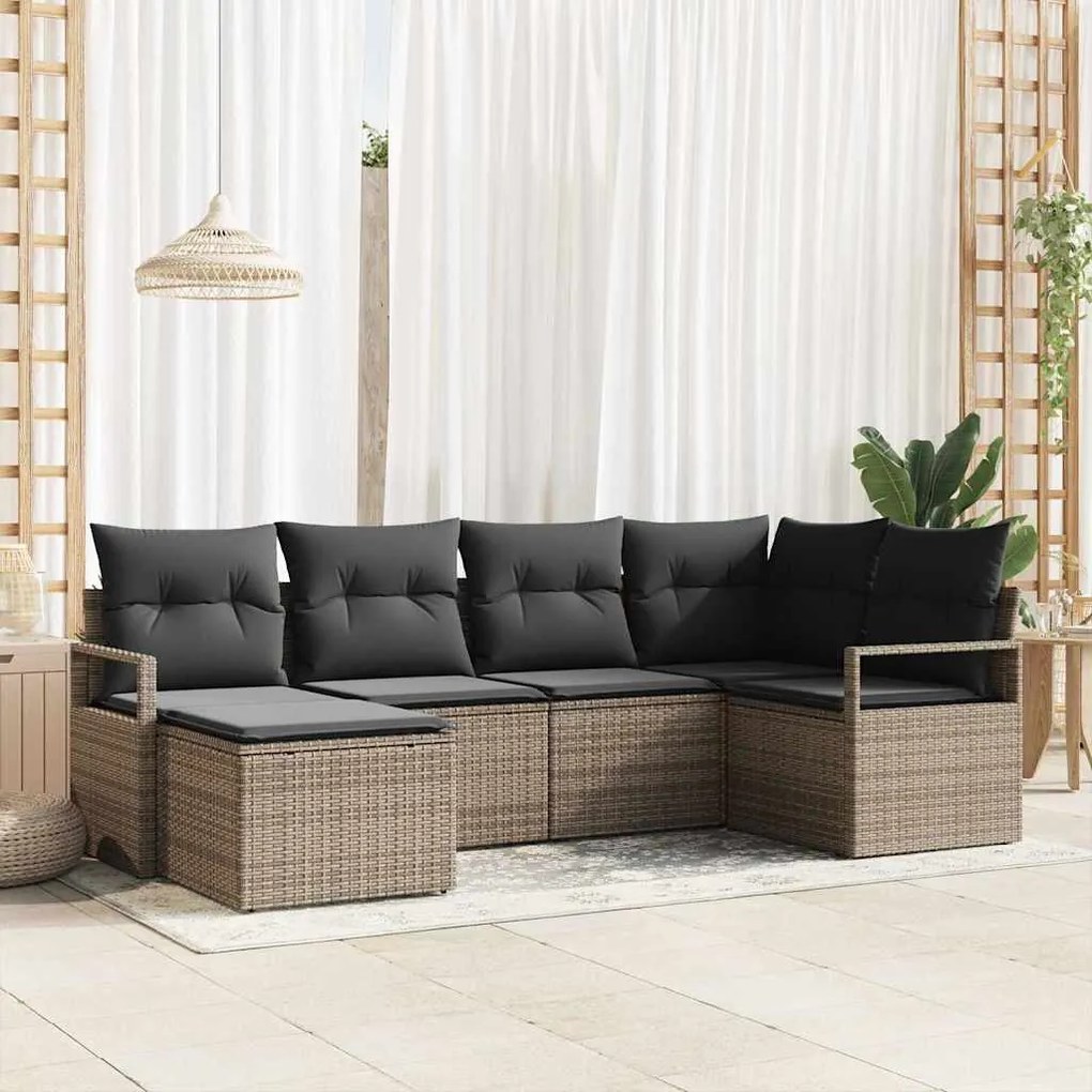 Set pohovek 6 ks Šedá polyratan 3355118
