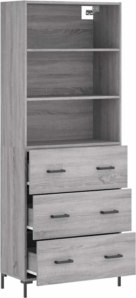 Skříň highboard šedá sonoma 69,5 x 34 x 180 cm kompozitní dřevo 3189387