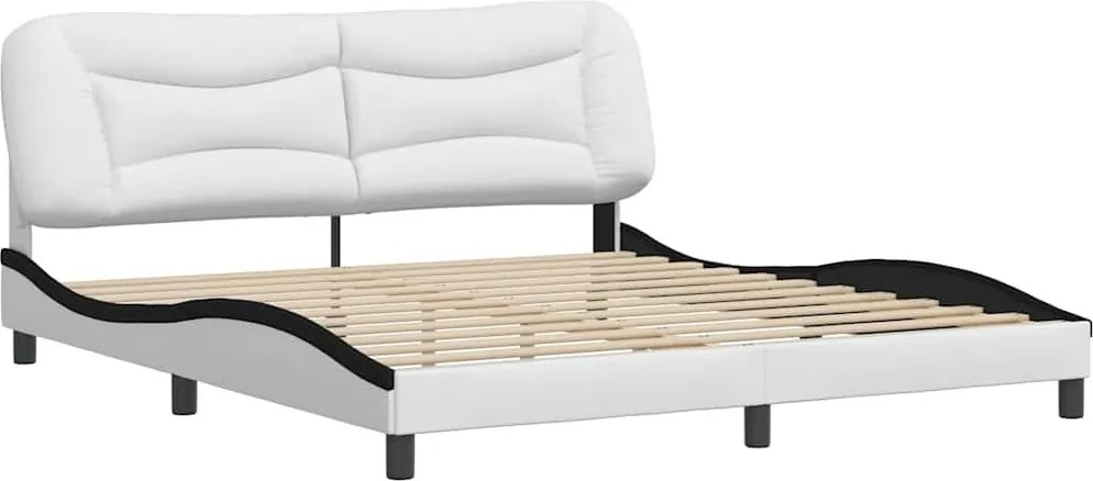 Rám postele bez matrace Hvar bílý a černý 180 x 200 cm umělá kůže 3208022