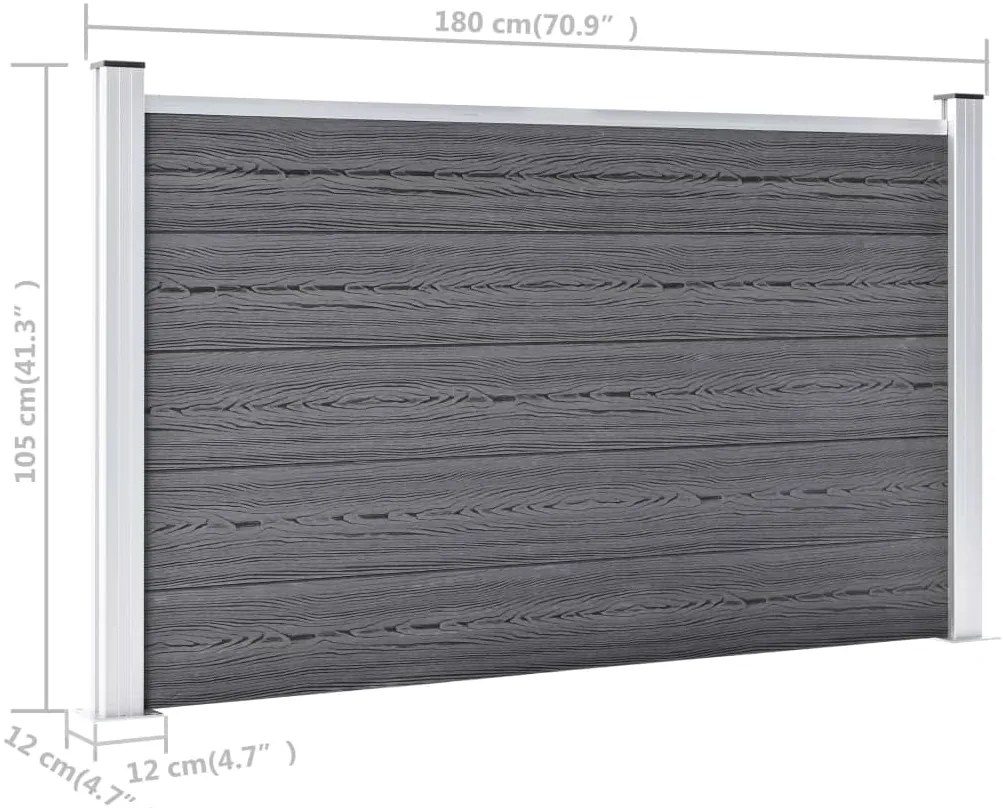 vidaXL Marketos Zahradní plot WPC 699 x 106 cm šedý