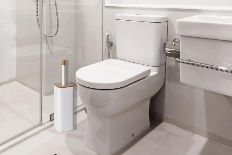 Erga Fonti, WC kartáč volně stojící, bílý/bambusový, ERG-YKA-P.FONTI-WHT
