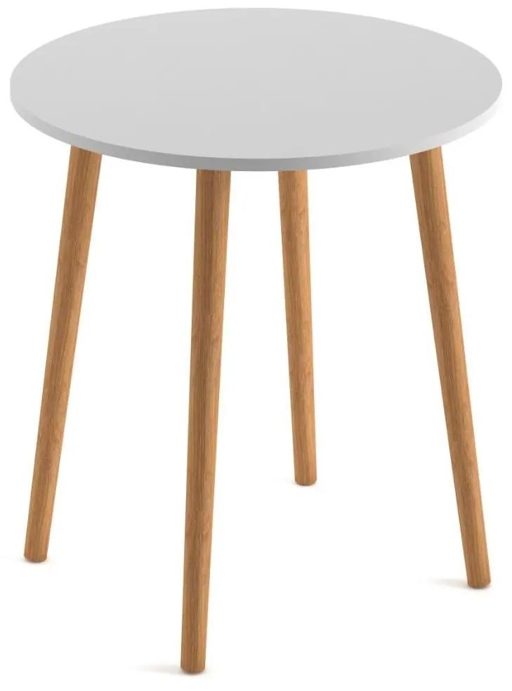 Bílý kulatý stůl, Declan, 70x70 cm