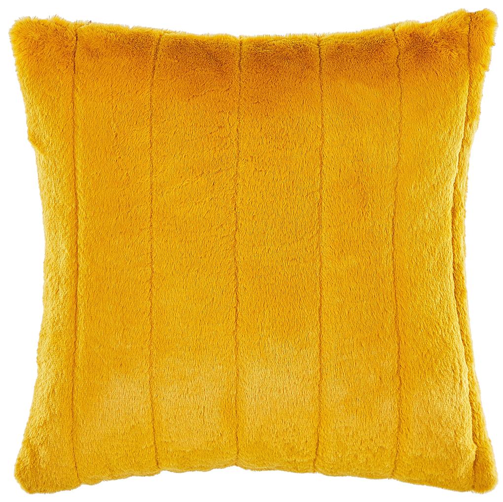 Sada 2 plyšových polštářů 45 x 45 cm žlutá PUMILA Beliani