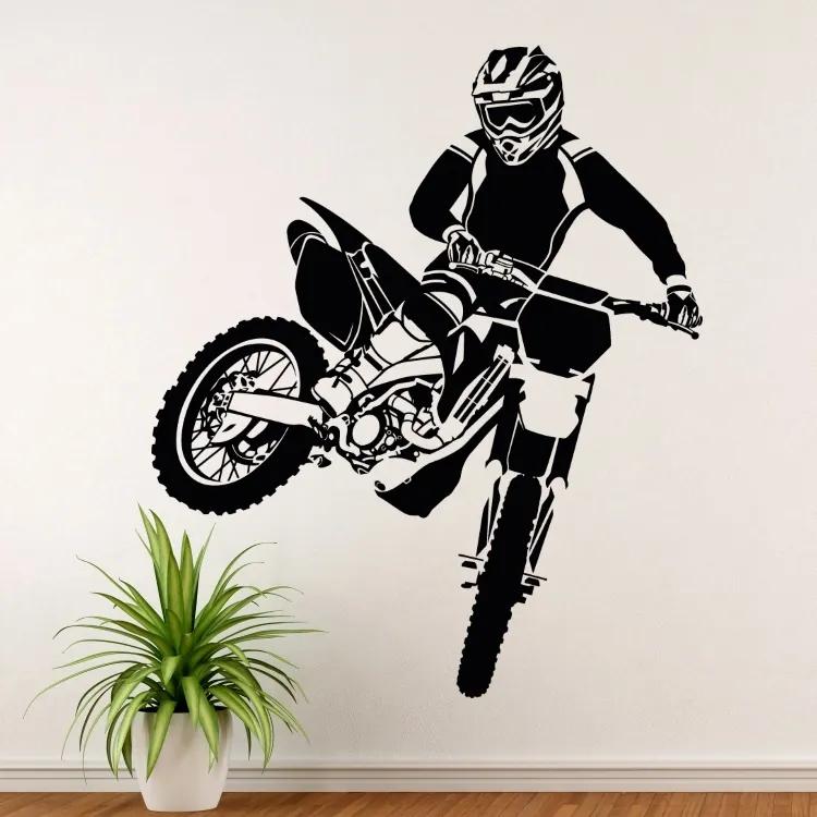 Motorka motokros - vinylová samolepka na zeď 100x83cm