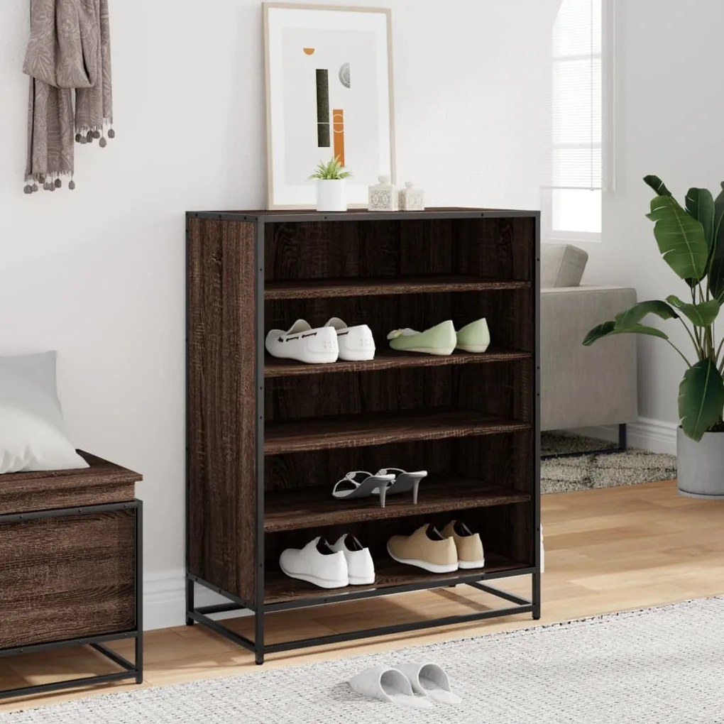Botník hnědý dub 75 x 38 x 97,5 cm kompozitní dřevo a kov 3300874