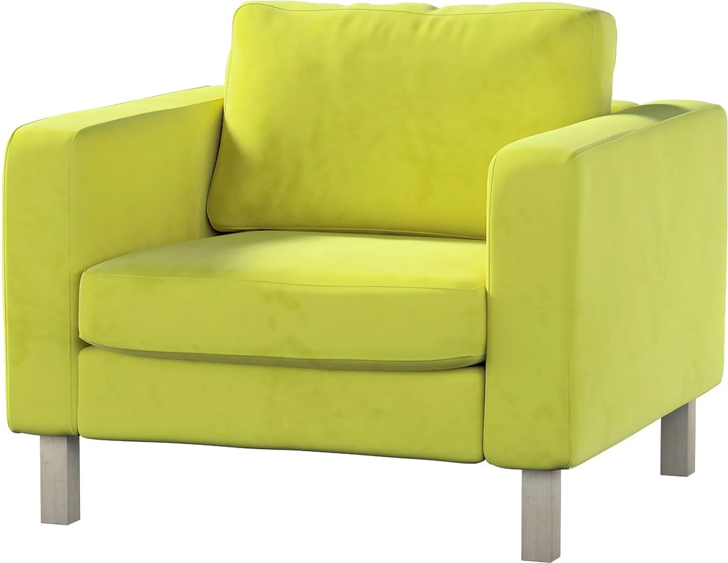 Potah na křeslo IKEA Karlstad, krátký barva zelená látka lesklé, sametová