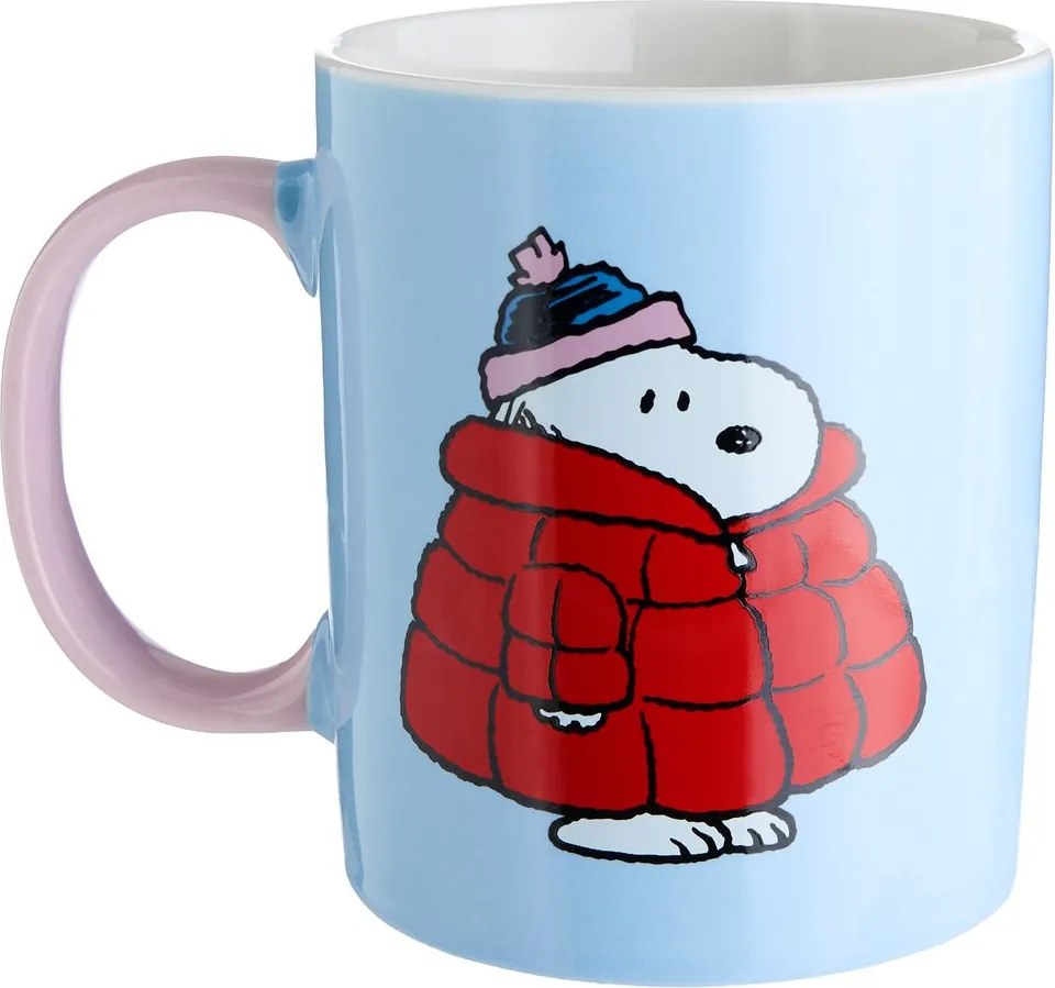 PEANUTS Hrnek Snoopy v kabátku 380 ml - sv. modrá