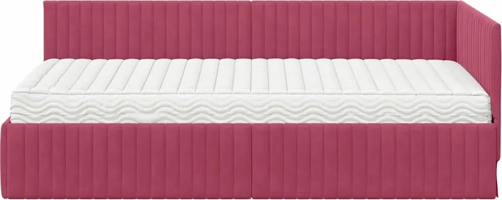 Rohový rám postele s matrací 2 ks Víno Červené 100 x 200 cm 3393832
