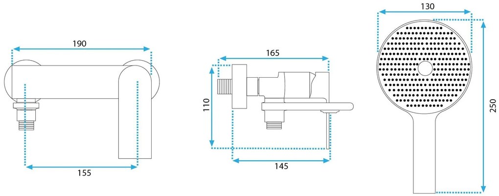 Nástěnná vanová baterie REA VENETA, zlatá kartáčovaná
