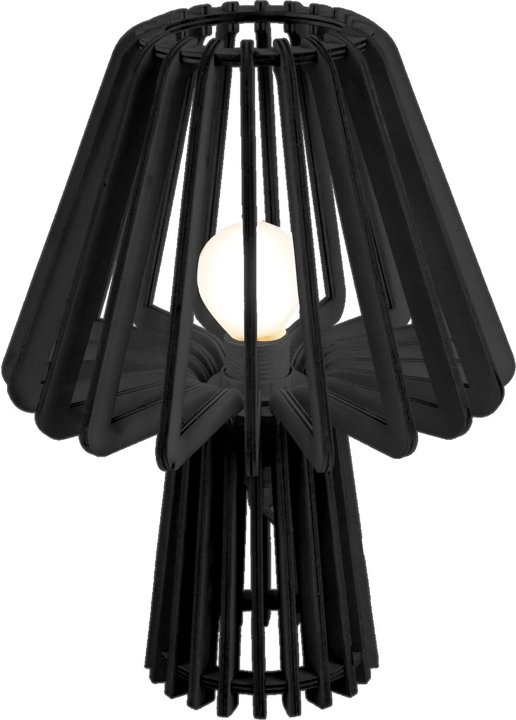 LEITMOTIV Dřevěná černá stolní lampa Edged Mushroom