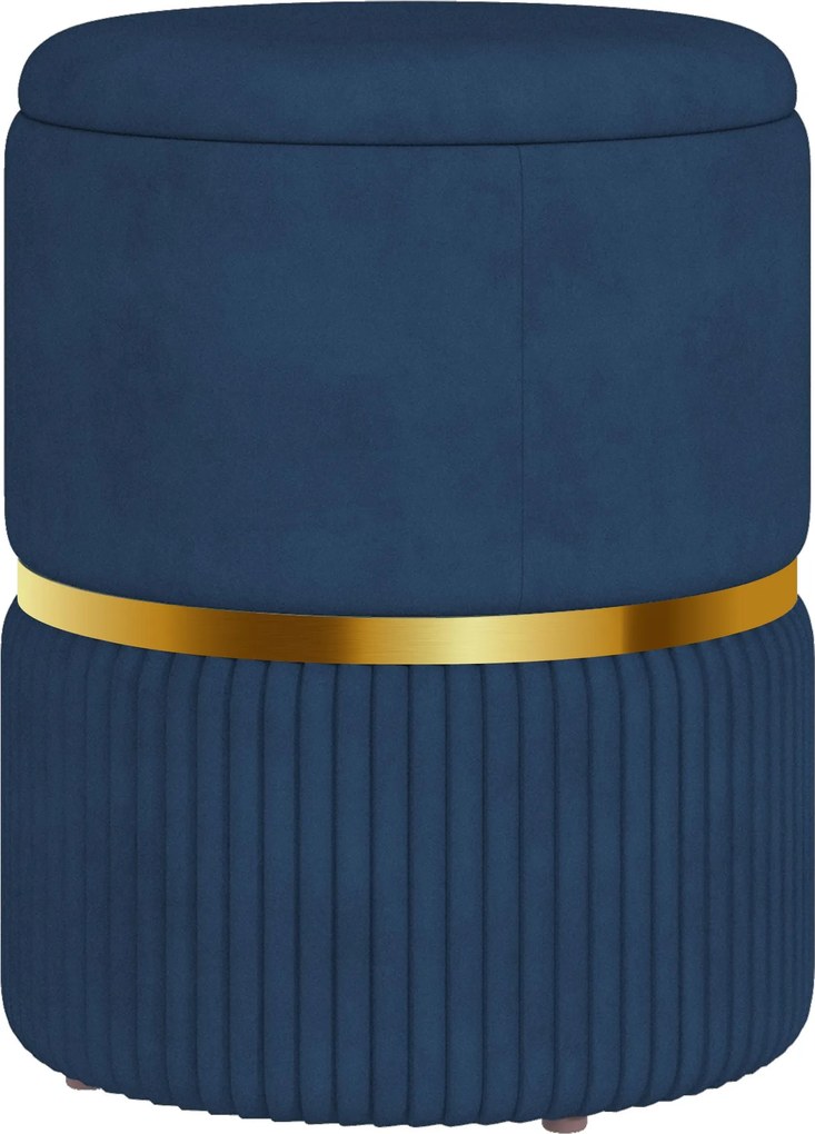 HOMCOM Pouf, taburet, úložný box, ve velurové tkanině, moderní design, 36 x 36 x 44 cm, do obývacího pokoje, ložnice, modrý | Aosom