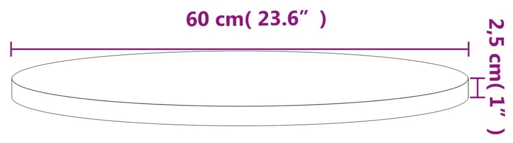 Stolní deska Ø 60 x 2,5 cm kulatá masivní bukové dřevo - Default Title