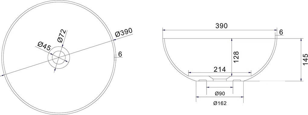 Sapho Sapho, THIN umyvadlo na desku Ø 39 cm, bílá mat, WN185