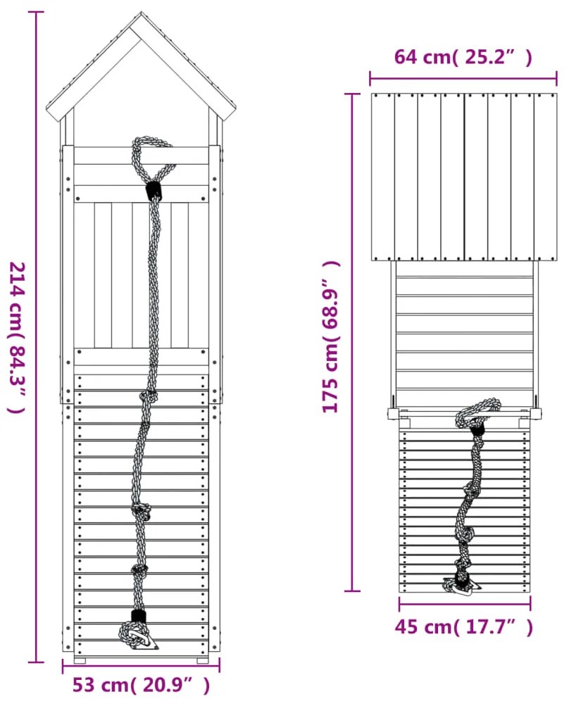 vidaXL Hrací věž s lezeckou stěnou impregnované borové dřevo