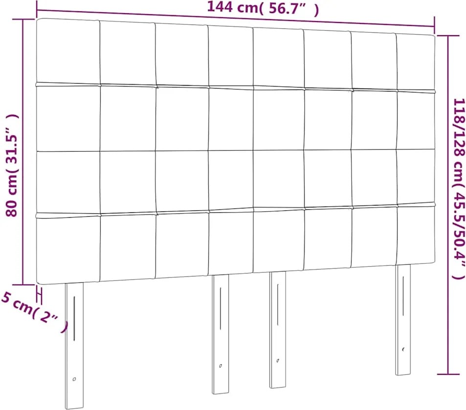 Čelo postele s LED tmavě modré 144x5x118/128 cm samet 3122476