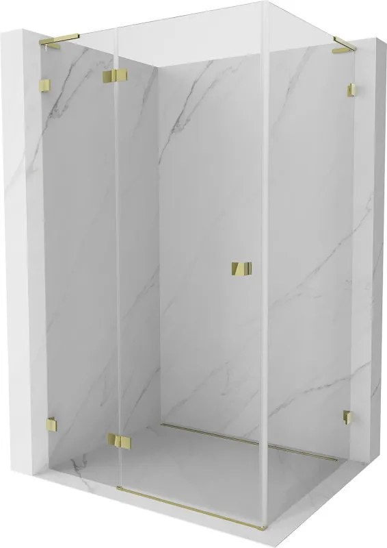 Mexen Lunar L, sklápěcí sprchový kout levý 70 x 80 cm, čiré sklo, zlatý profil, 834L-070-080-50-00-L