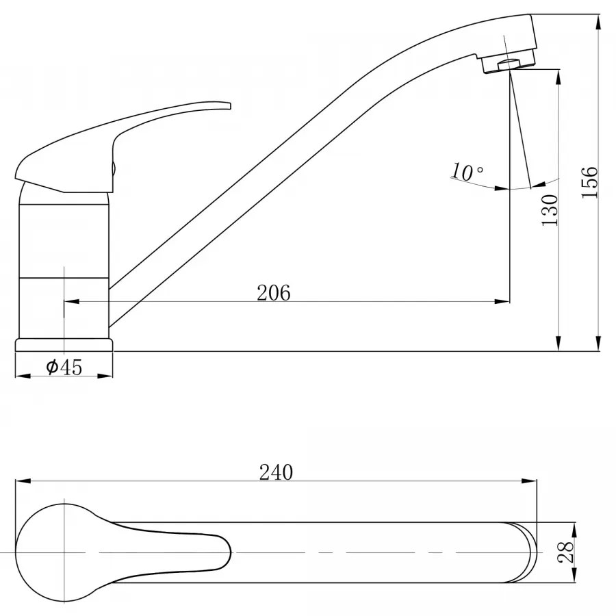 Baterie dřezová stojánková, ramínko 22cm, 35mm, chrom, BALLETTO