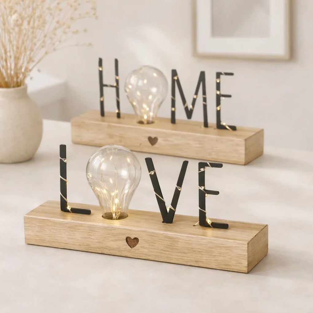LED nápis LOVE/HOME 30 cm