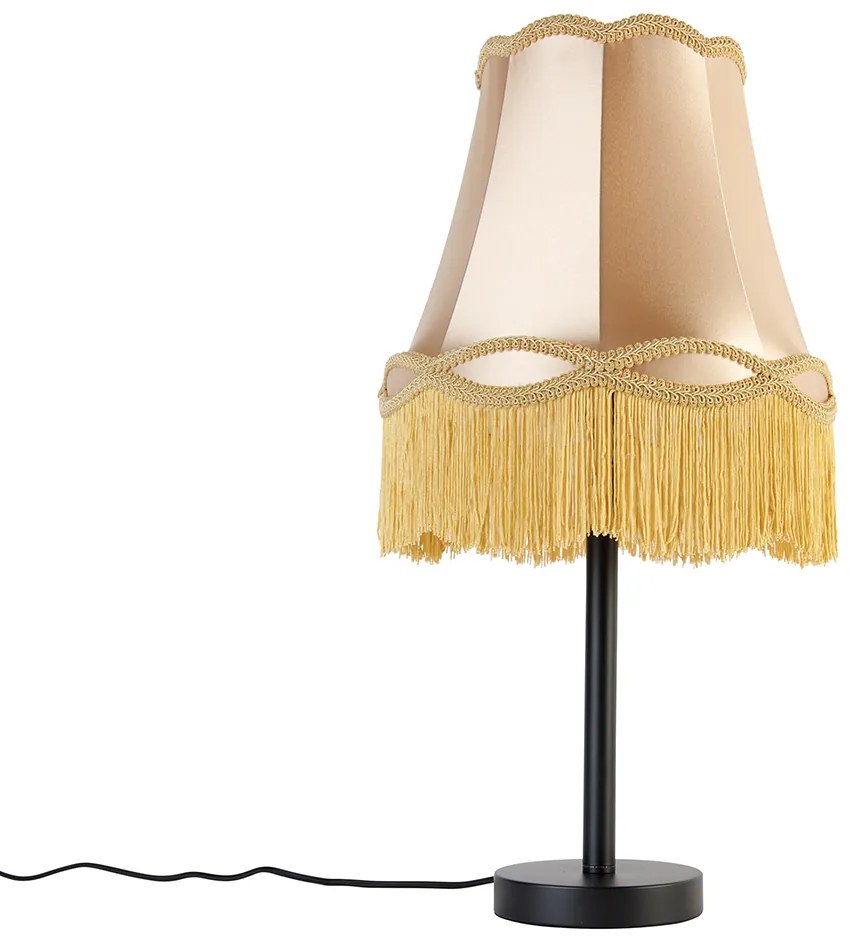 Klasická stolní lampa černá s abajurem v barvě zlata 30 cm - Simplo
