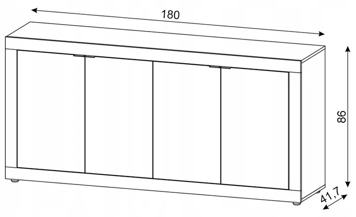 Komoda Lunea 180 cm dub Matera tmavý/šedá