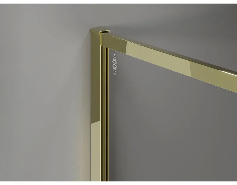 Mexen Kioto-F, sprchová zástěna s rámem 60 x 202 cm, 8 mm čiré sklo, zlatý lesklý profil, 800-060-104-50-00